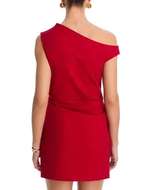 Aqua Asymmetric Mini Dress - Red