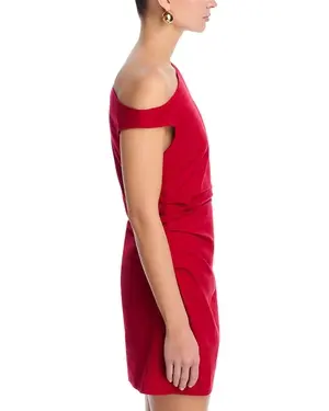 Aqua Asymmetric Mini Dress - Red