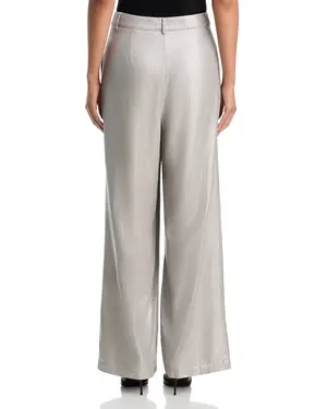 Aqua Metallic Wide Leg Pants