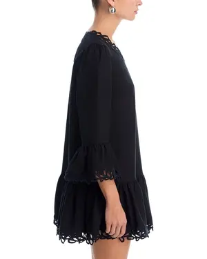 Aqua Eyelet V-neck Mini Shirt Dress
