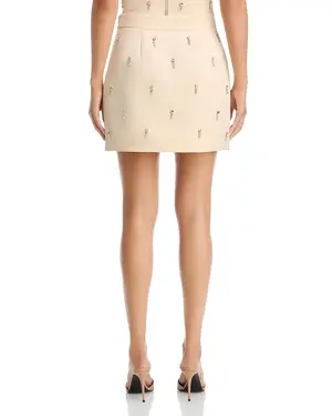 Aqua Jewel Embellished Satin Mini Skirt