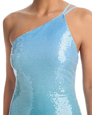 Aqua Ombre Sequin Halter Maxi Dress - Blue/green