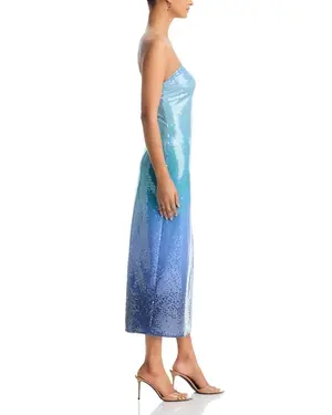 Aqua Ombre Sequin Halter Maxi Dress - Blue/green