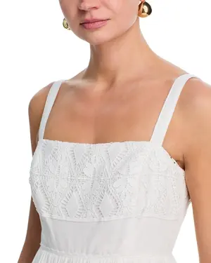 Aqua Lace Inset Tier Midi Dress - White