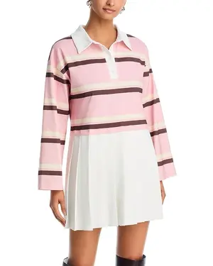 Aqua Multi Stripe Layered Mini Dress