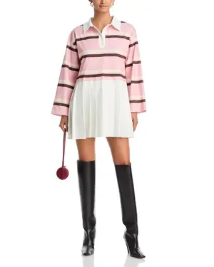 Aqua Multi Stripe Layered Mini Dress