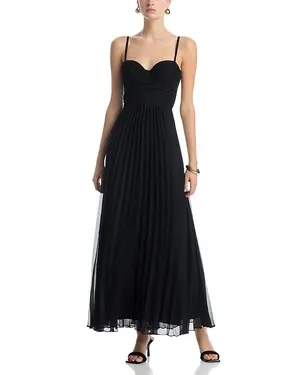 Aqua Solid Pleated Maxi Dress