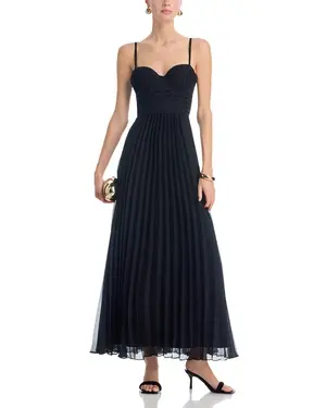 Aqua Solid Pleated Maxi Dress