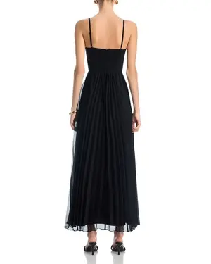 Aqua Solid Pleated Maxi Dress