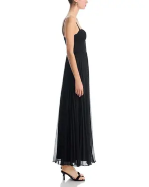 Aqua Solid Pleated Maxi Dress