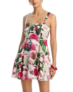Aqua Floral Eyelet Mini Dress Exclusive - Multi