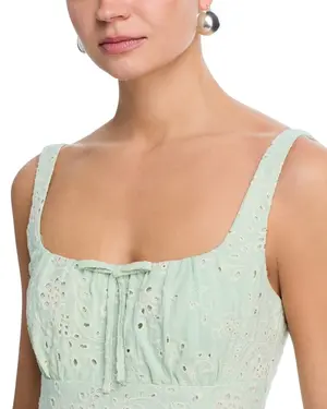 Aqua Embroidered Paisley Tie Front Midi Dress - Sage
