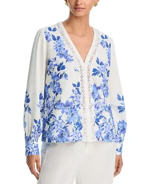 Aqua Floral Placed Blouse