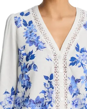Aqua Floral Placed Blouse