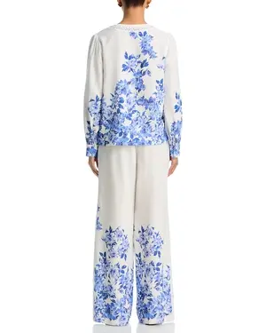 Aqua Floral Placed Blouse