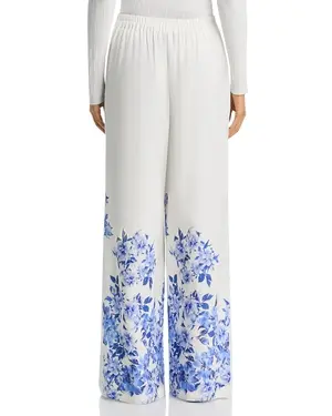 Aqua Floral Lace Wide Leg Pants - Blue Multi