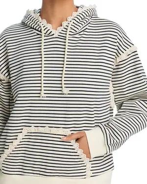 Aqua Stripe Eyelet Ruffle Sweatshirt Dress