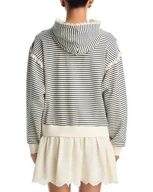 Aqua Stripe Eyelet Ruffle Sweatshirt Dress