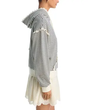 Aqua Stripe Eyelet Ruffle Sweatshirt Dress