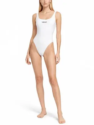 Versace One-piece Swimsuit With Logo - White