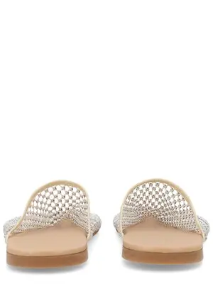 ALYSI Rhinestone Embellished Mule - Silver