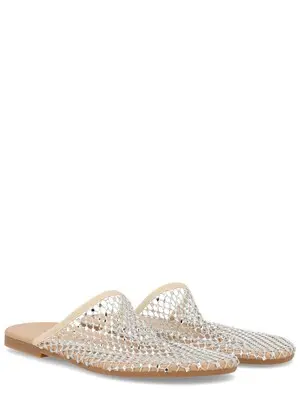 ALYSI Rhinestone Embellished Mule - Silver