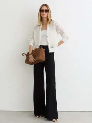 REISS Open-knit Button-through Cardigan