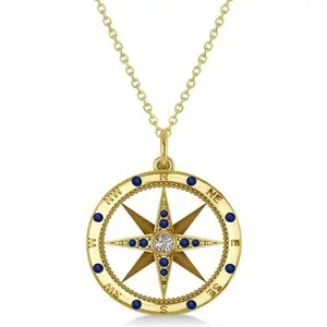 ALLUREZ Diamond Accented Compass Pendant Necklace Gold