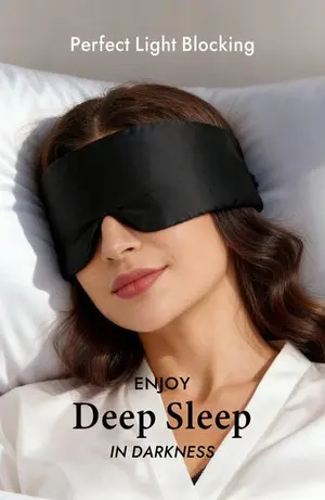 SILKSILKY Elegant One Piece Silk Sleep Eye Mask - Black