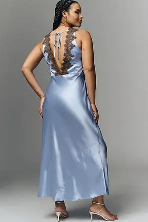 Anthropologie Lace V-neck Slip Midi Dress
