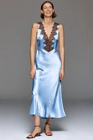 Anthropologie Lace V-neck Slip Midi Dress