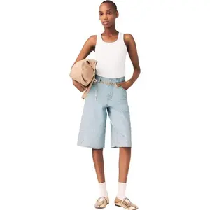 Maje Rhinestone Bermuda Shorts - Blue Sky