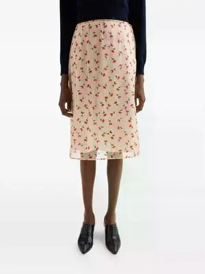 JIL SANDER Floral Printed Midi Skirt - Neutrals