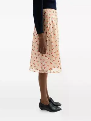 JIL SANDER Floral Printed Midi Skirt - Neutrals
