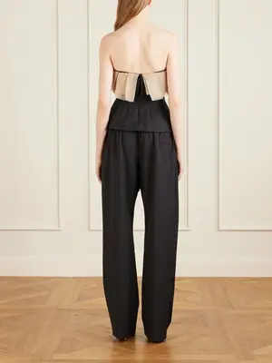 Khaite Sal Frayed Organza-trimmed Bustier Top - Black