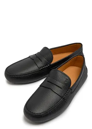 TOD'S Grained Leather Loafers - Black