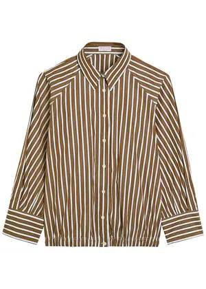 Brunello Cucinelli Striped Cotton-poplin Shirt - Tan