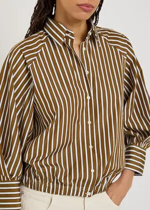 Brunello Cucinelli Striped Cotton-poplin Shirt - Tan