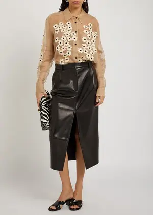 Khaite Argo Floral-appliquéd Silk-chiffon Shirt - Beige