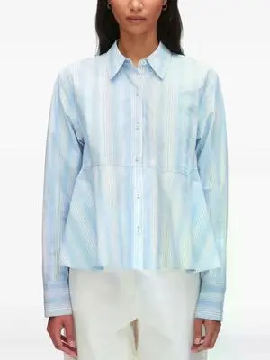 3.1 Phillip Lim Flounce Striped Peplum Shirt