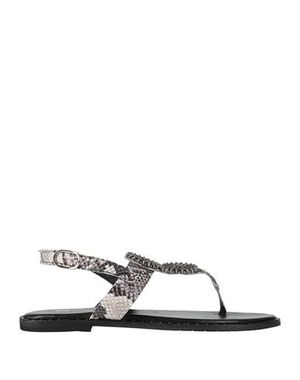DIVINE FOLLIE Leather Thong Sandal - Grey