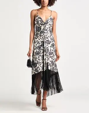 Sandro Silk Floral Print Maxi Dress With Fringes