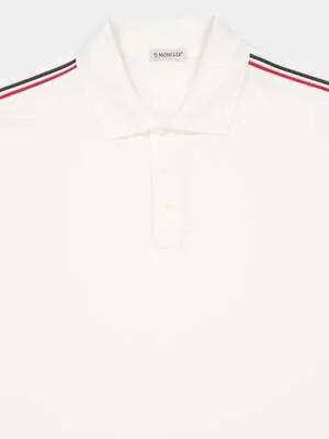 Moncler Tricolor-trimmed Cotton Piquet Polo Shirt - White