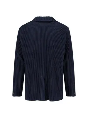 HOMME PLISSE Pleated Single-breasted Blazer