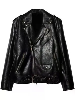 Off-White Crinkled Leather Biker Jacket