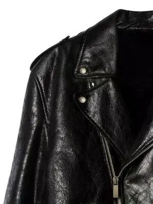 Off-White Crinkled Leather Biker Jacket