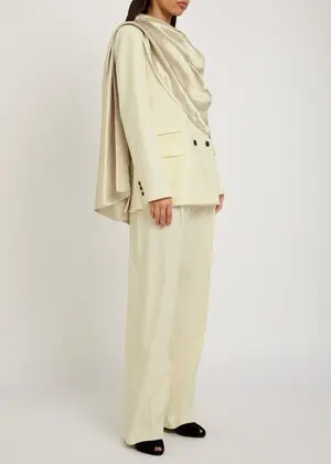 Maria Mcmanus Draped Double-breasted Wool Blazer - Ivory