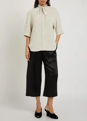 Maria Mcmanus Wide-leg Cropped Satin Trousers