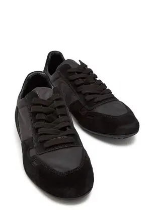 Rick Owens Panelled Suede And Nylon Sneakers - Black