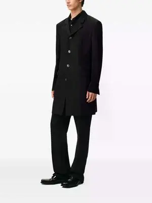 AMI Paris Wool Straight Fit Single-breasted Coat - Black